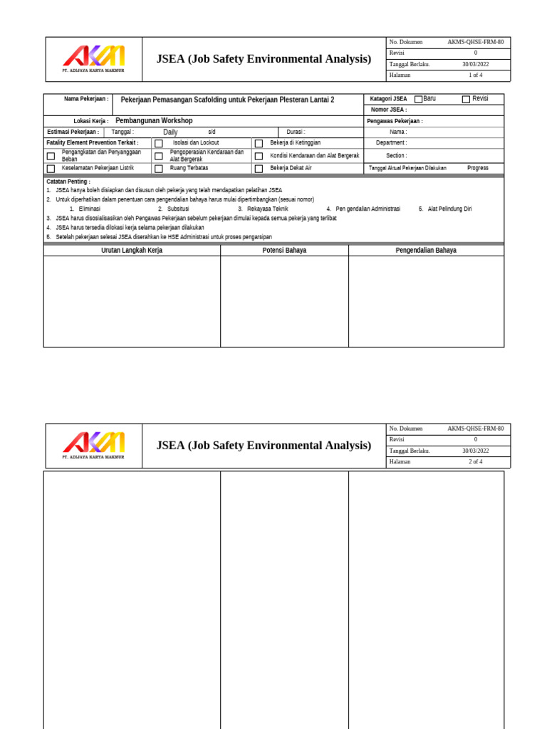 FORM JSA BARU (1) | PDF