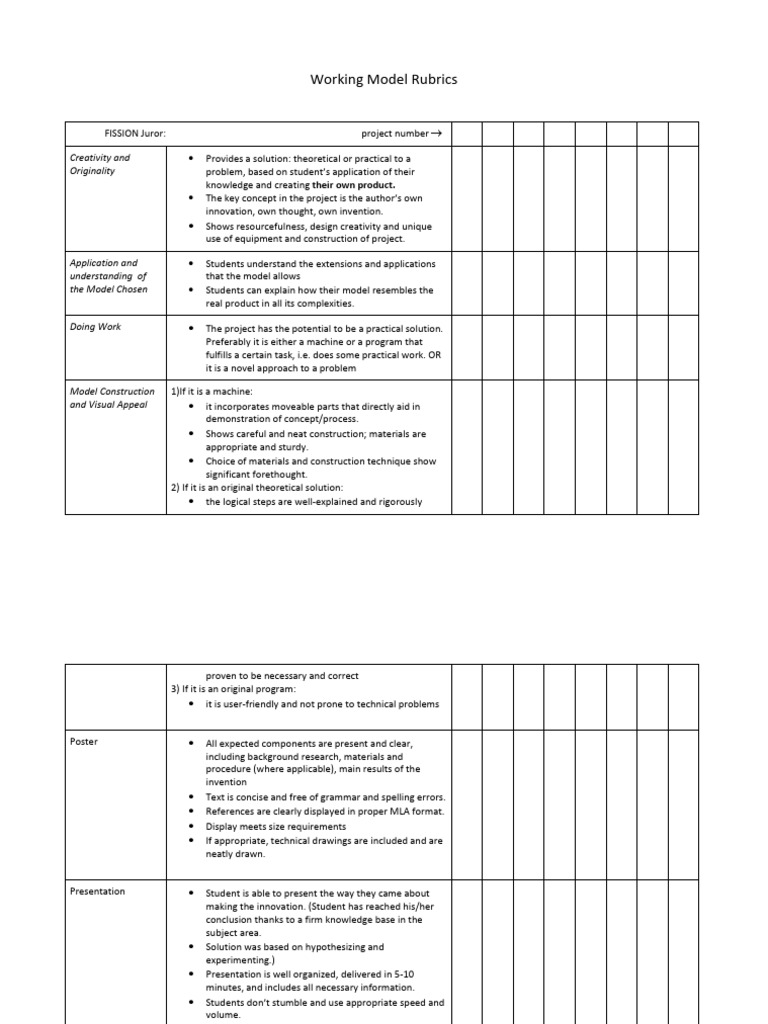 Working Model Rubrics | PDF