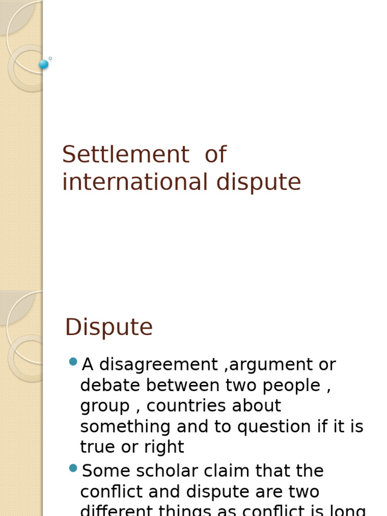 Settlement of International Dispute | PDF | Mediation | International ...