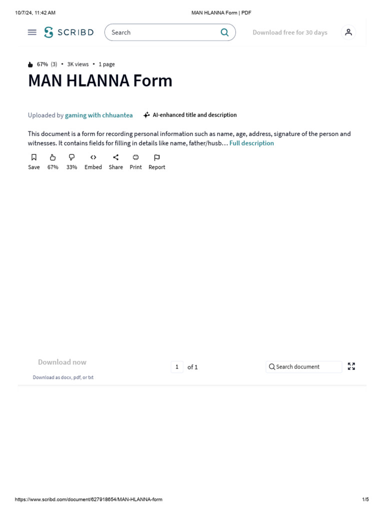 Man Hlanna Form - PDF | PDF