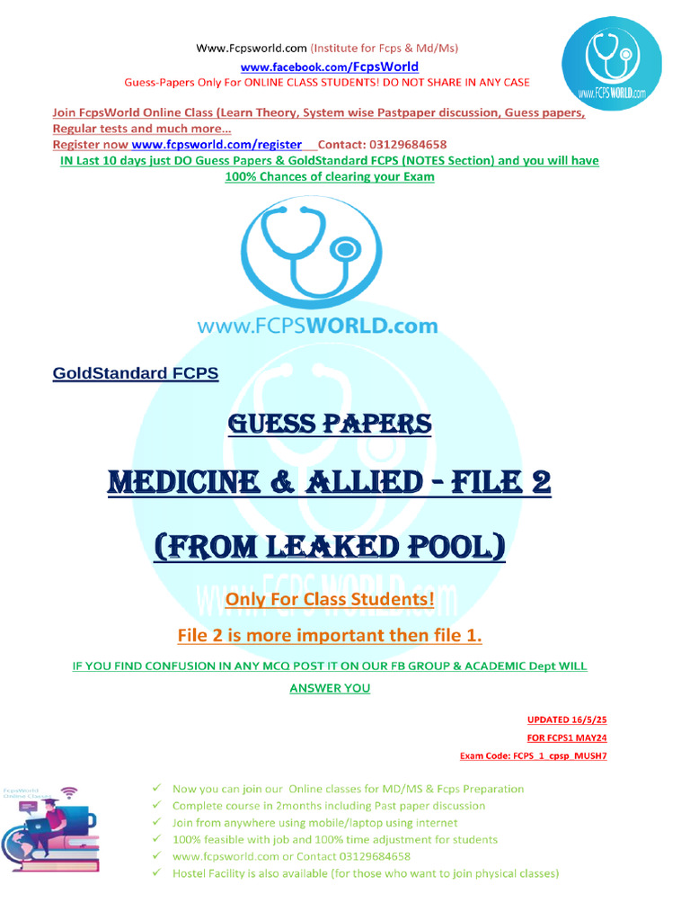 Guesspapers Medicine File2 | PDF