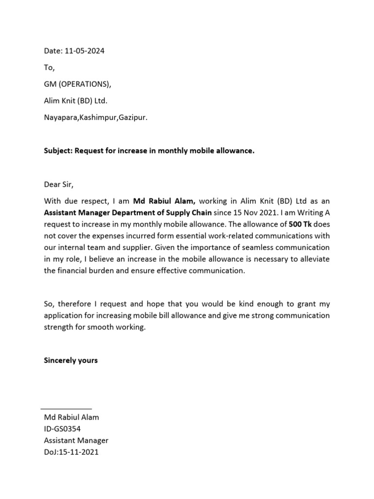Increase Mobile Allowance | PDF