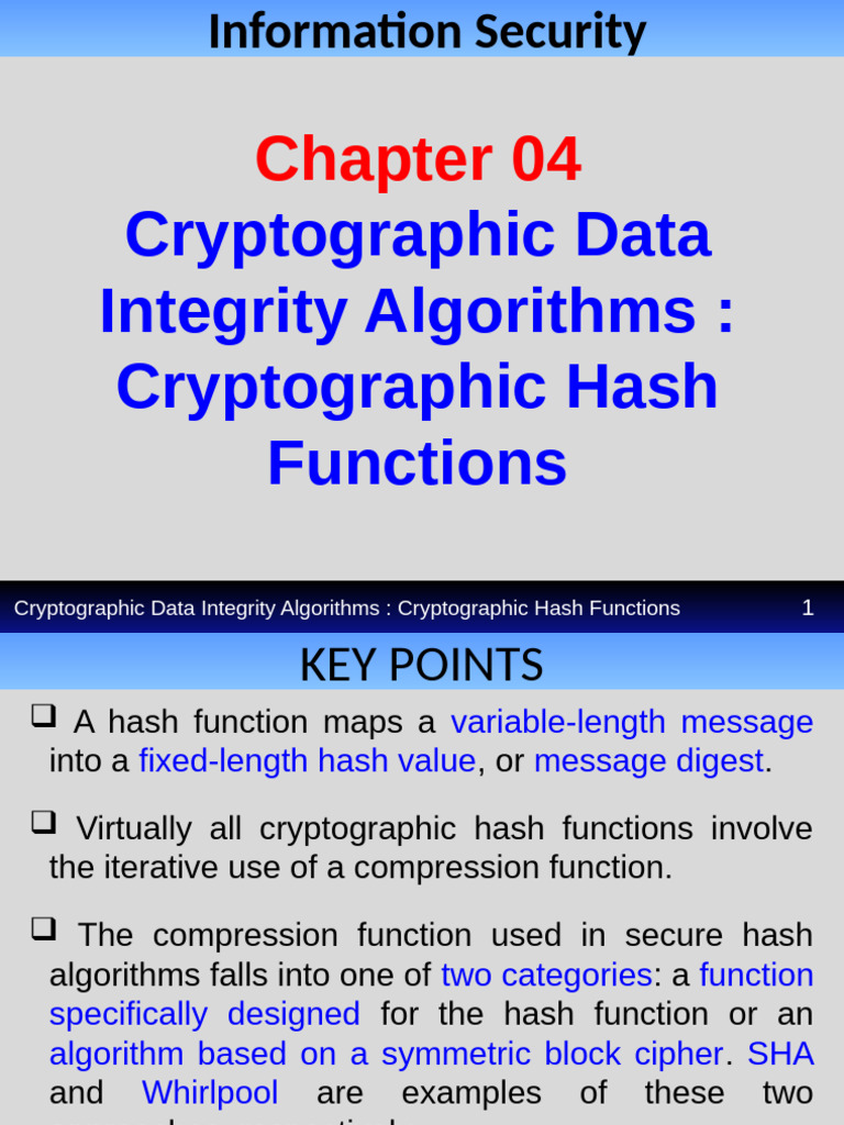 UNIT-IV - 01 - Cryptographic Hash Functions | PDF