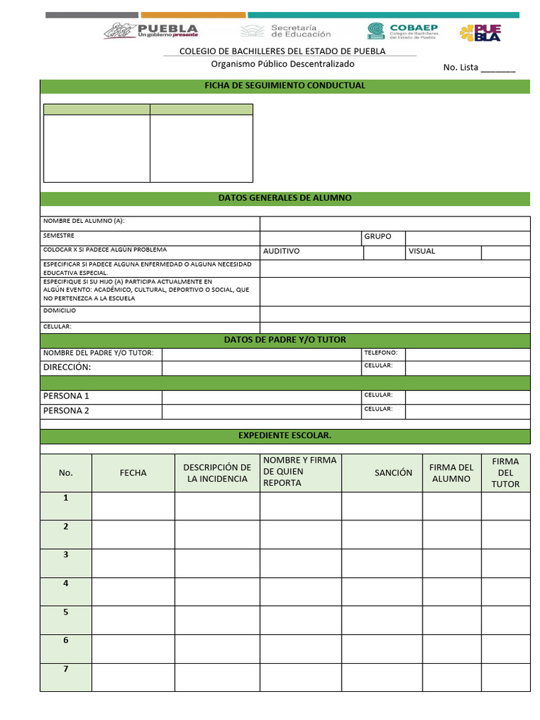Formatos de Seguimiento Alumno | PDF