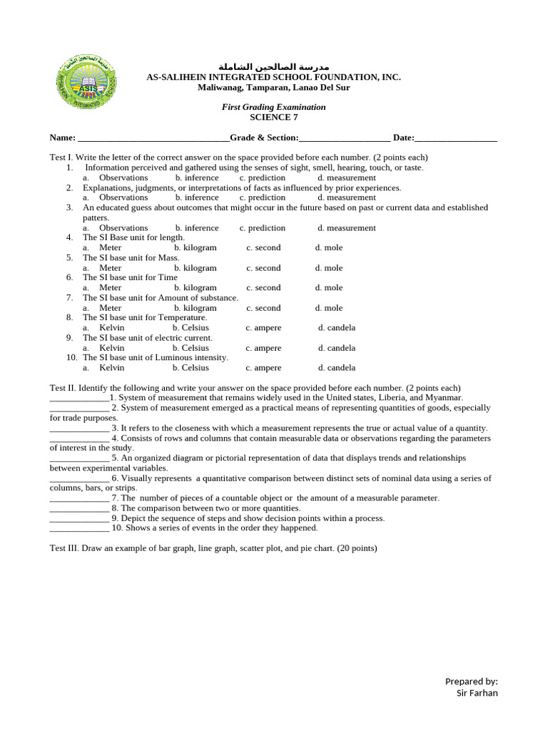 Science 7 First Grading | PDF