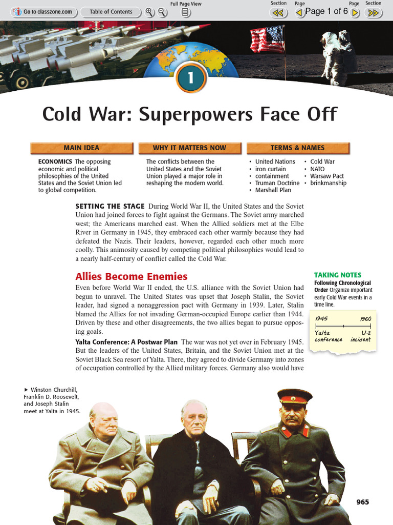 Cold War - Superpowers Face Off Reading, Charts and Maps | PDF