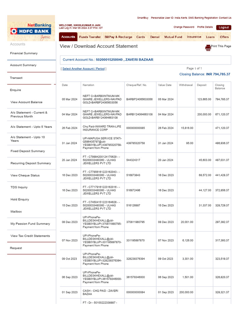 Welcome To HDFC Bank NetBanking | PDF