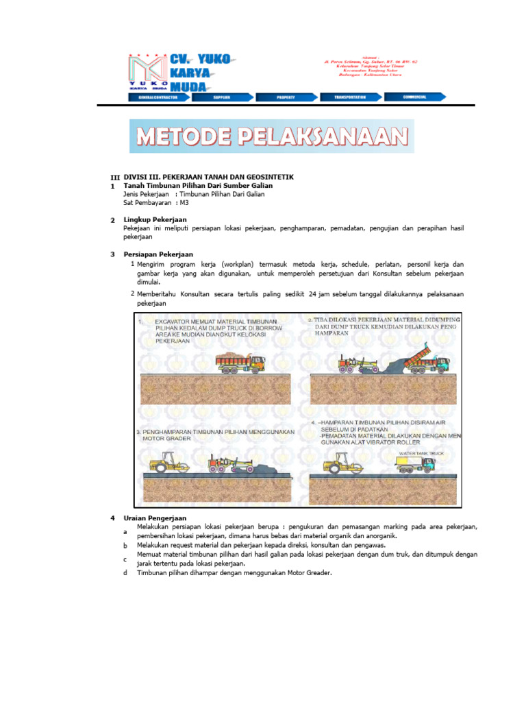 Metode Timbunan Pilihan Dari Sumber Galian | PDF