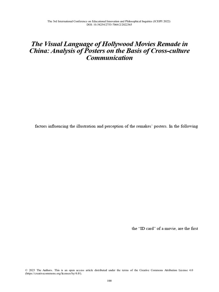 The Visual Language of Hollywood Movies Remade in | PDF