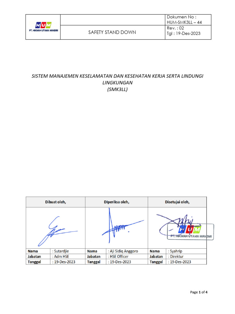 MP-SMK3LL-44 Safety Stand down | PDF