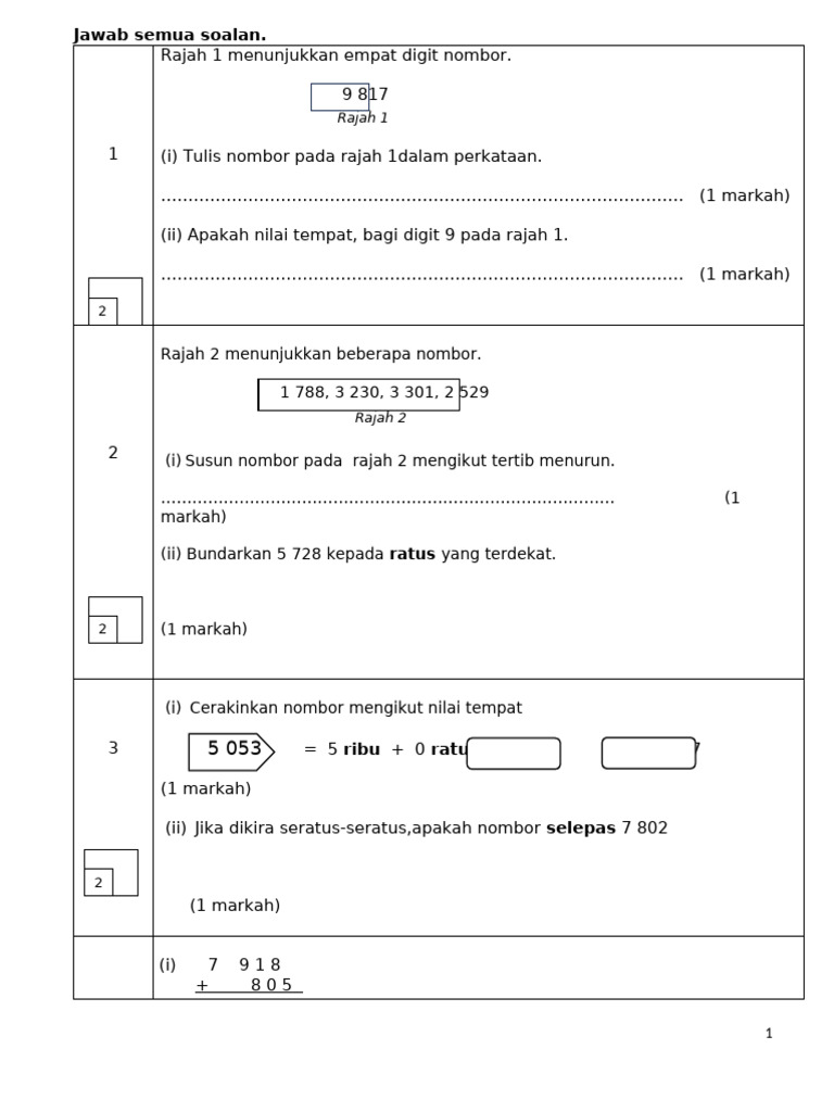Confirm Uasa Maths Tahun 3 2023 | PDF