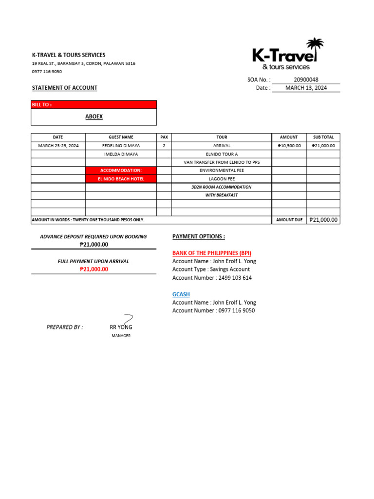 Soa - Aboex 2pax | PDF