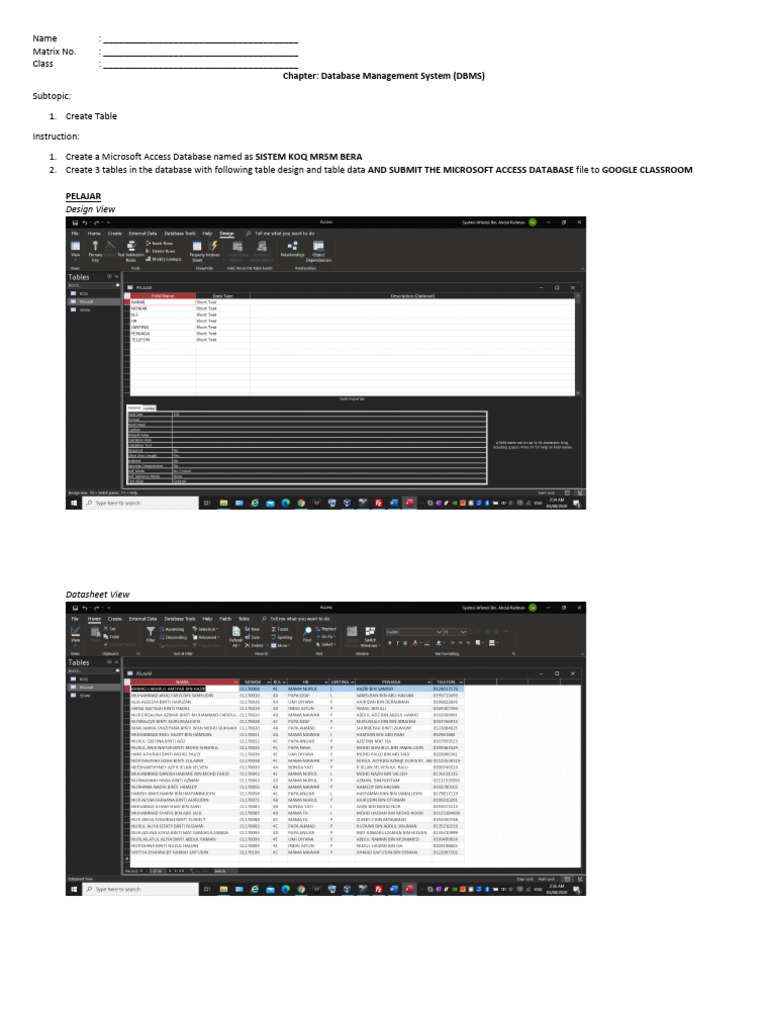 Database Management System (DBMS) Create Table | PDF