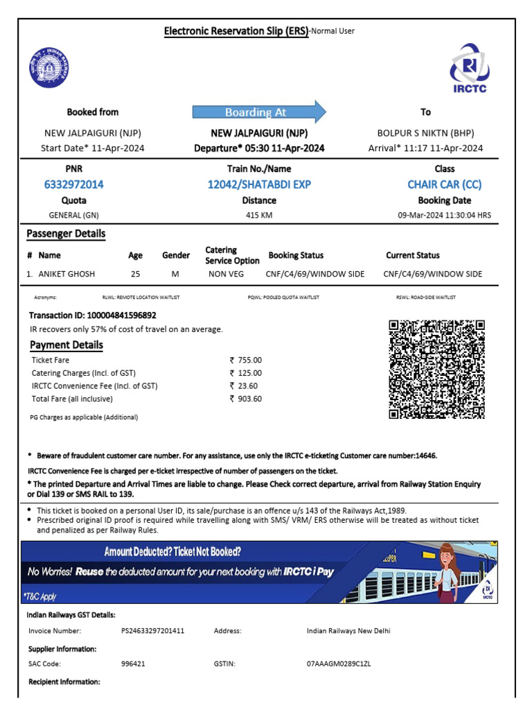 Train Ticket Pdfs | PDF | Identity Document | Payments