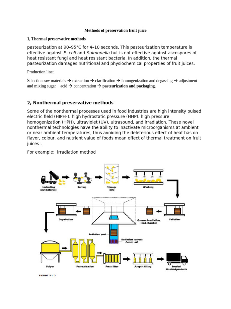 Methods of Preservation Fruit Juice | PDF