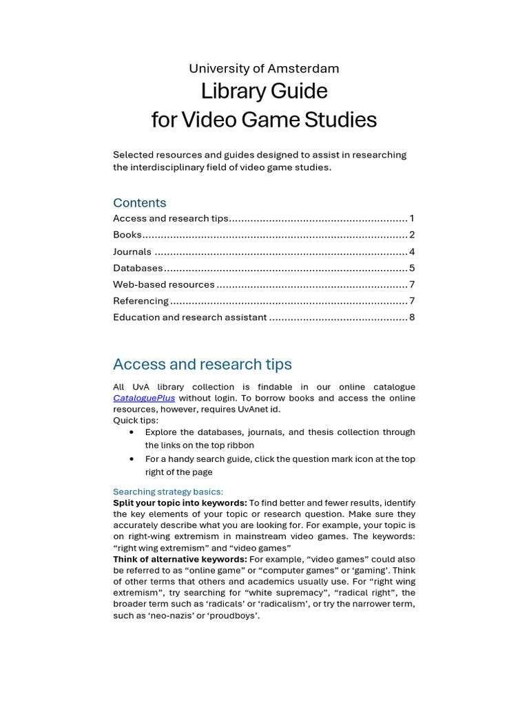 Video Game Studies Libguide - Final | PDF