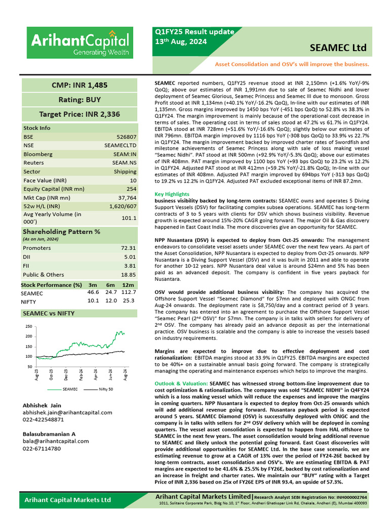 SEAMEC Q1FY25 Result Update | PDF
