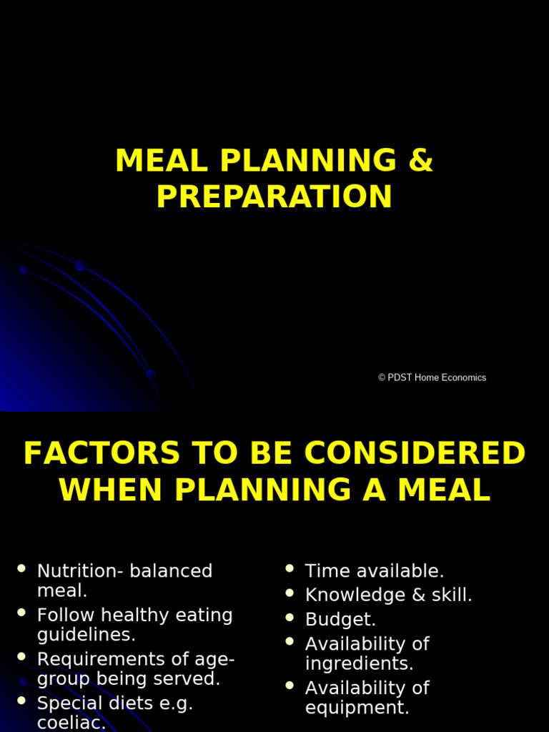 Meal Planning and Preparation | PDF
