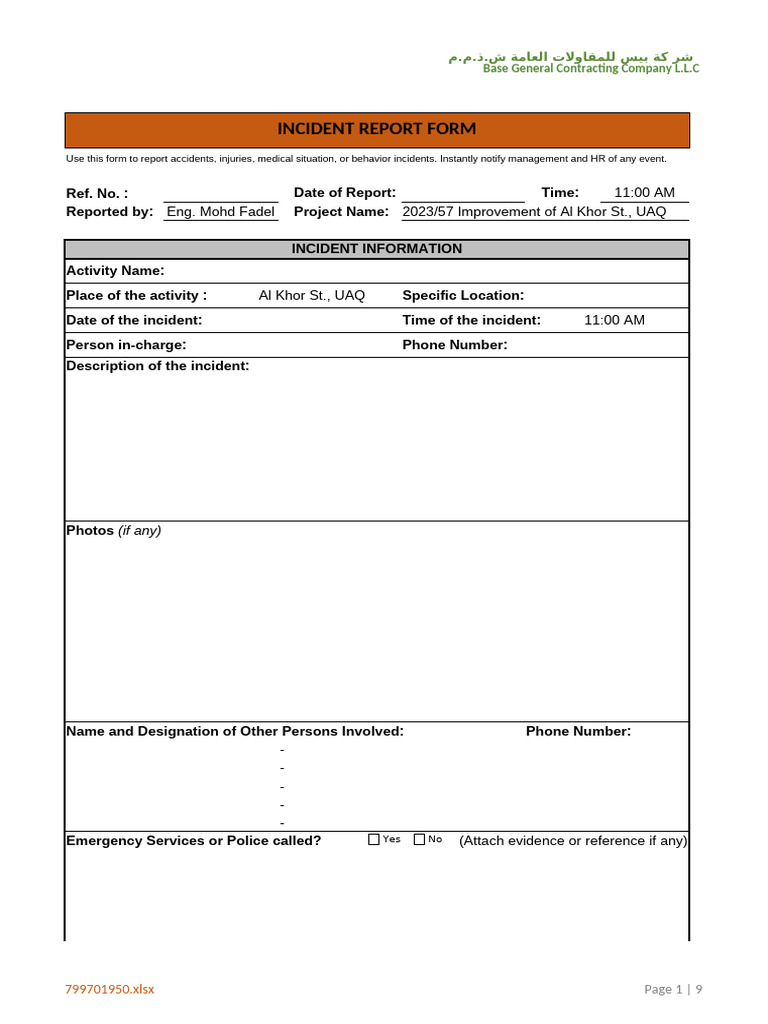 Incident Report Form | PDF