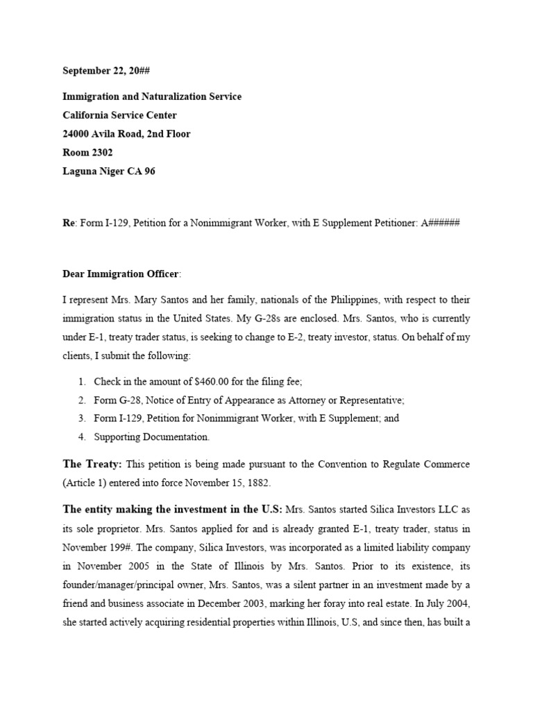 E2 Support Letter | PDF