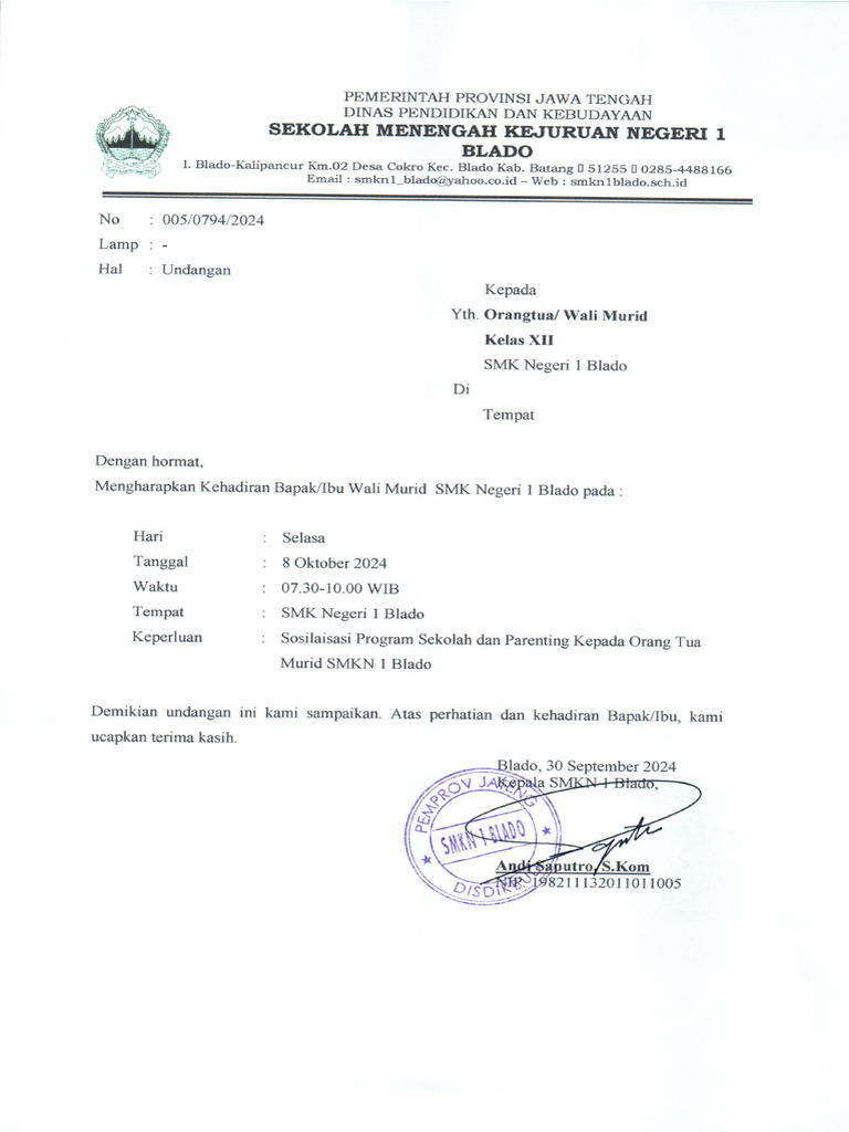 Undangan Parenting Walimurid Xii - 0001 | PDF