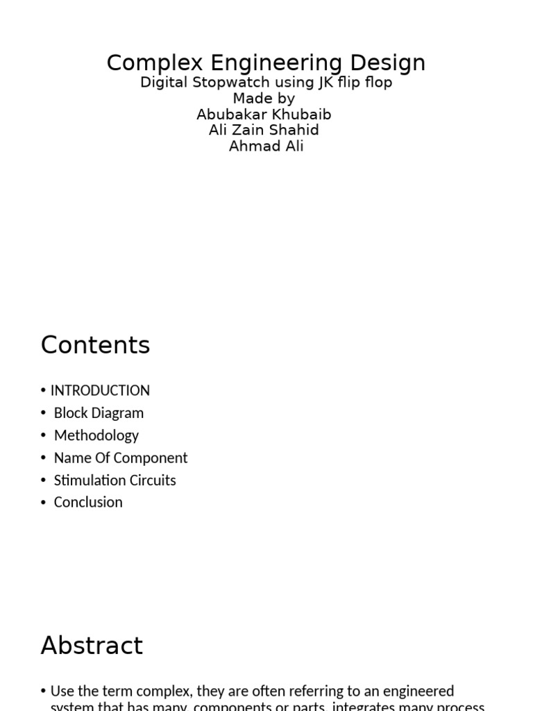 Complex Engineering Design - PPTX FA20 BEE 001 | PDF