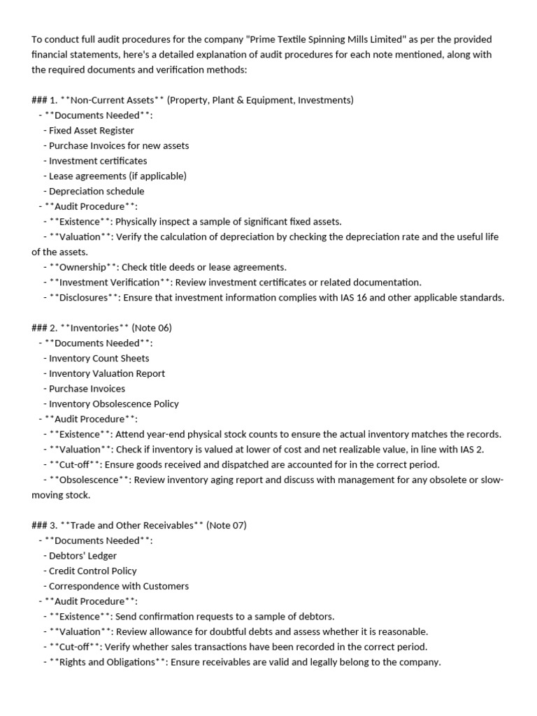 To Conduct Full Audit Procedures For The Company | PDF | Inventory ...