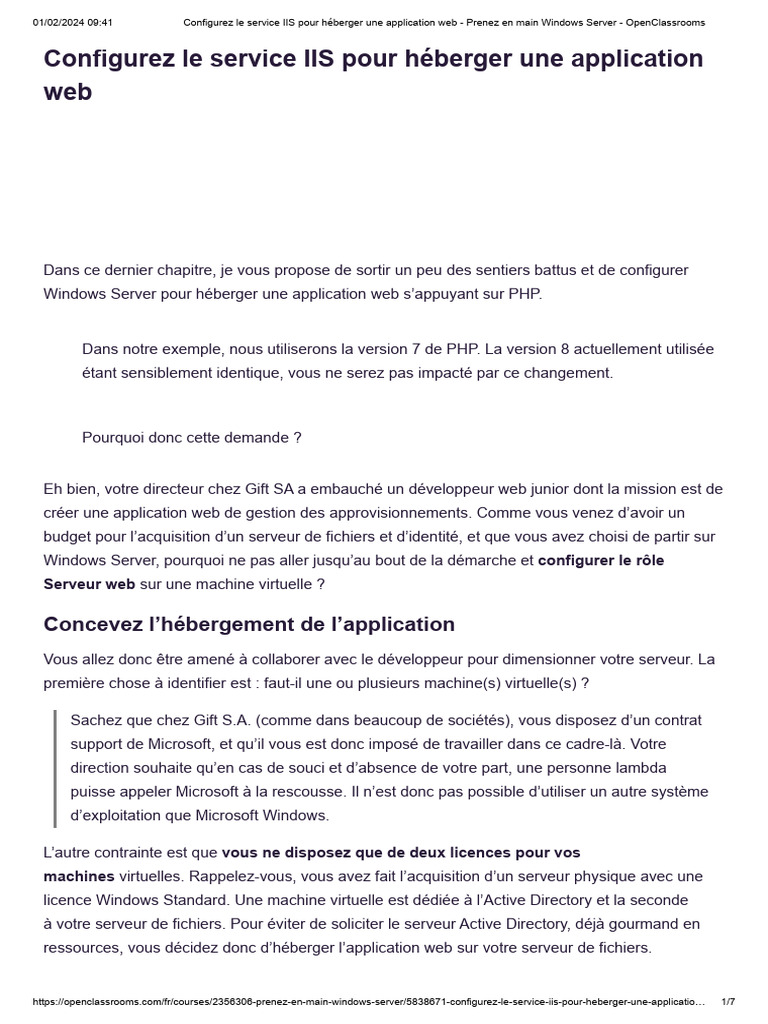 4-4 Configurez Le Service IIS Pour Héberger Une Application Web | PDF