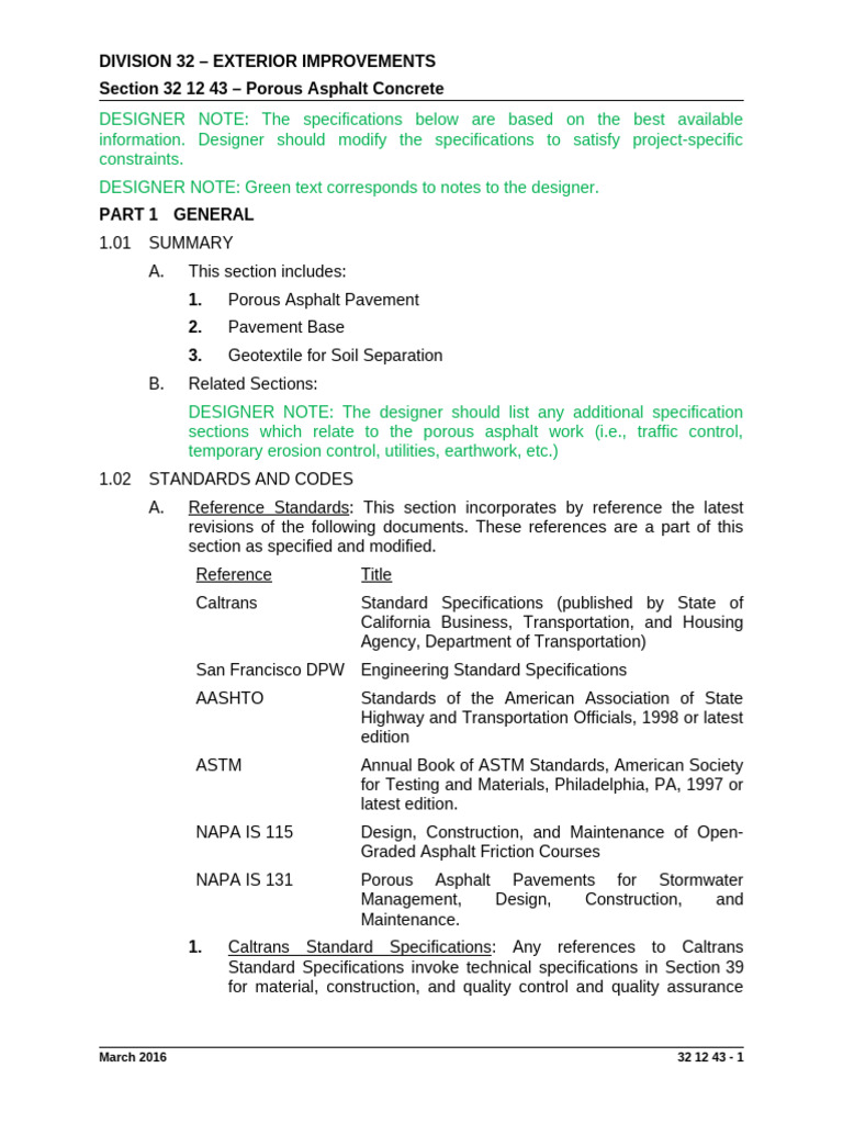 SMR PorousAsphaltSpecs FEB2016 | PDF