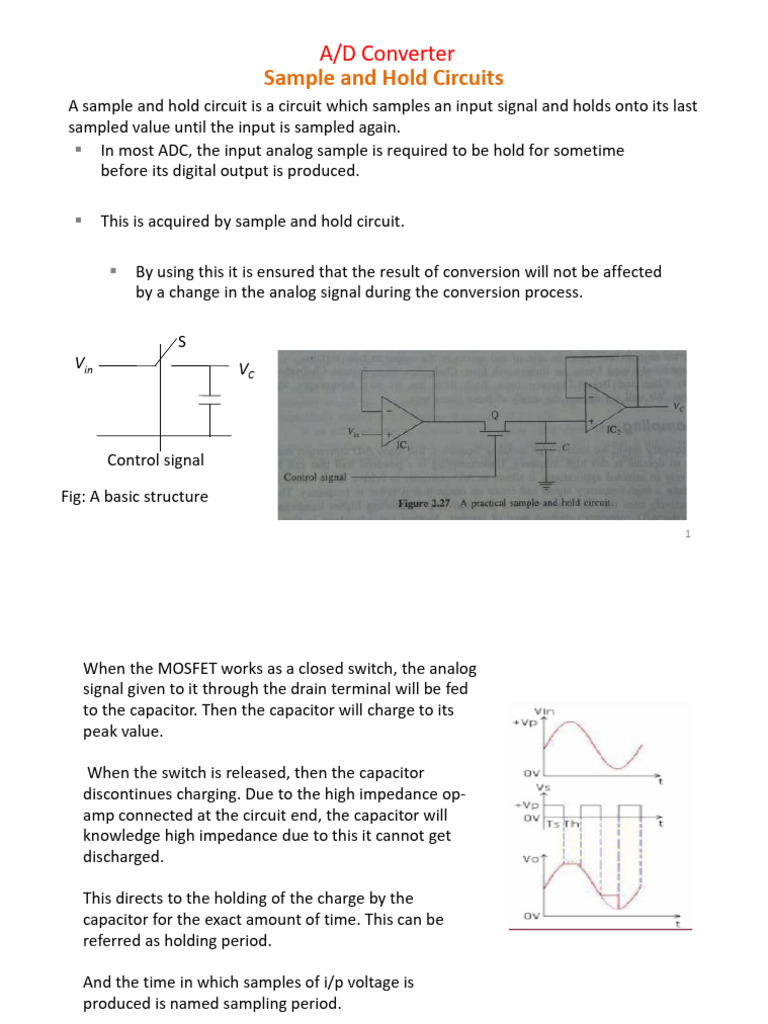 Sample and Hold Circuits: A/D Converter | PDF