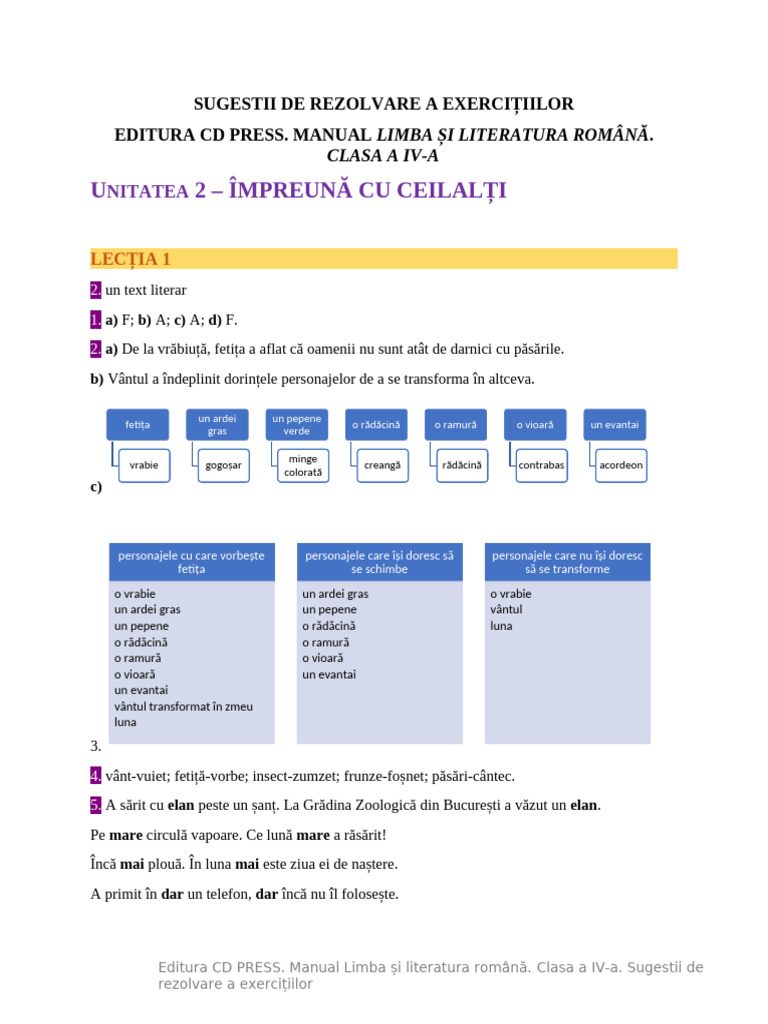 CD Press - Manual LLR 4 - Raspunsuri Unitatea 2 | PDF