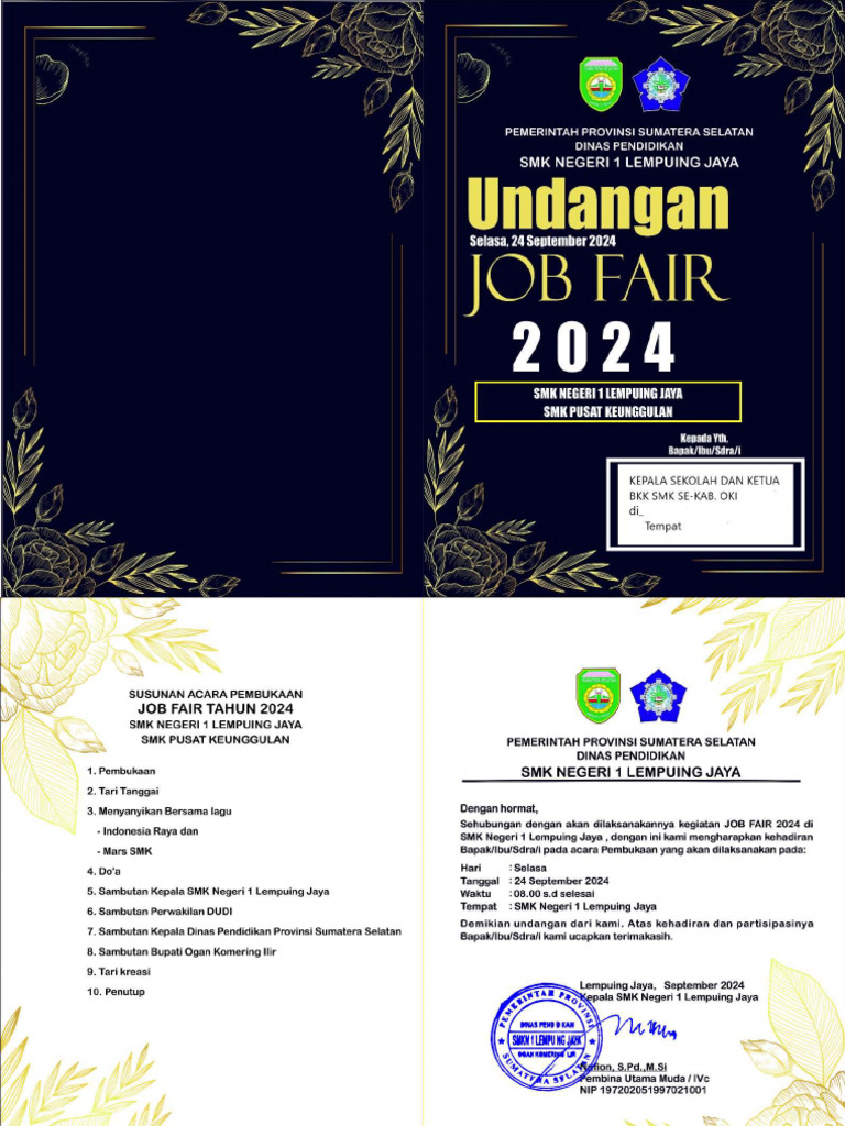 Undangan Job Fair Kepala Sekolah Dan Ketua BKK SMK Kab. OKI | PDF
