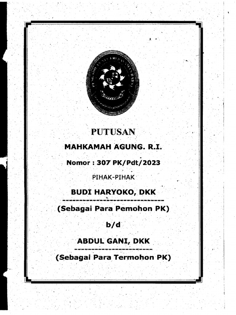 Putusan PK, Mahkamah Agung Ri TTD 10 Juli2024 | PDF