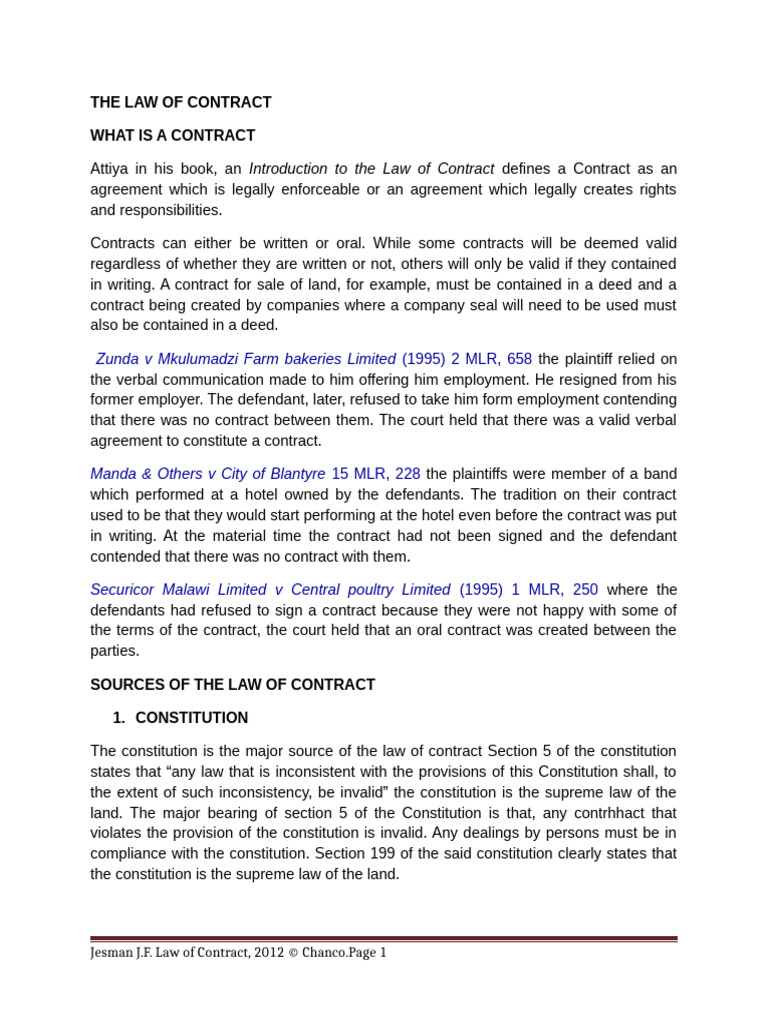 The Law of Contract | PDF