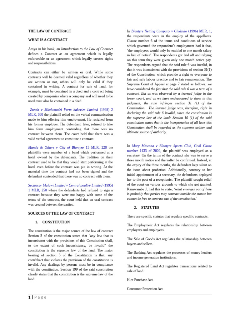 The Law of Contract | PDF