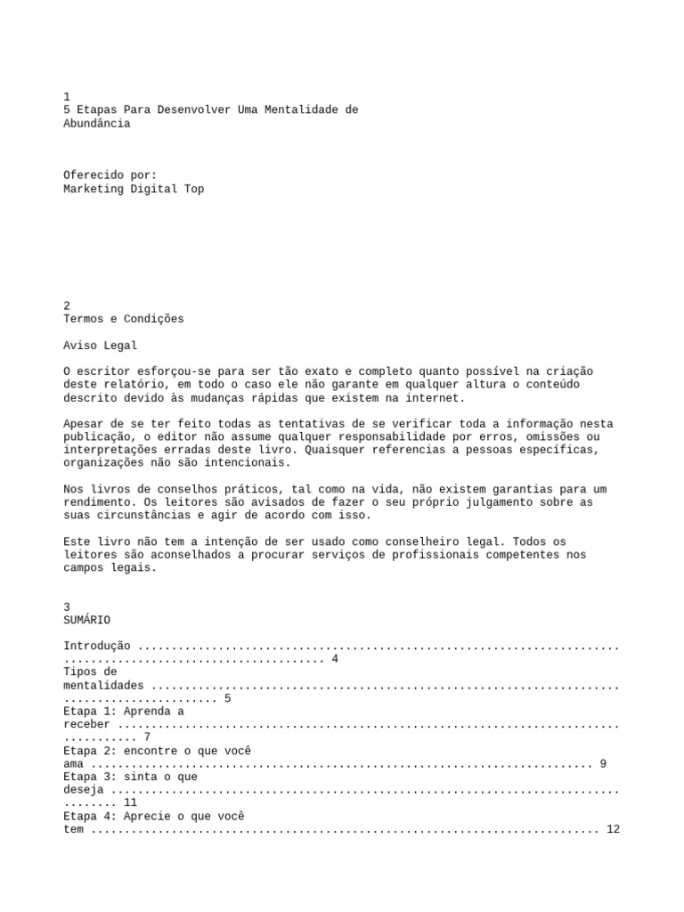 Five Etapas para Desenvolver Mentalidade | PDF