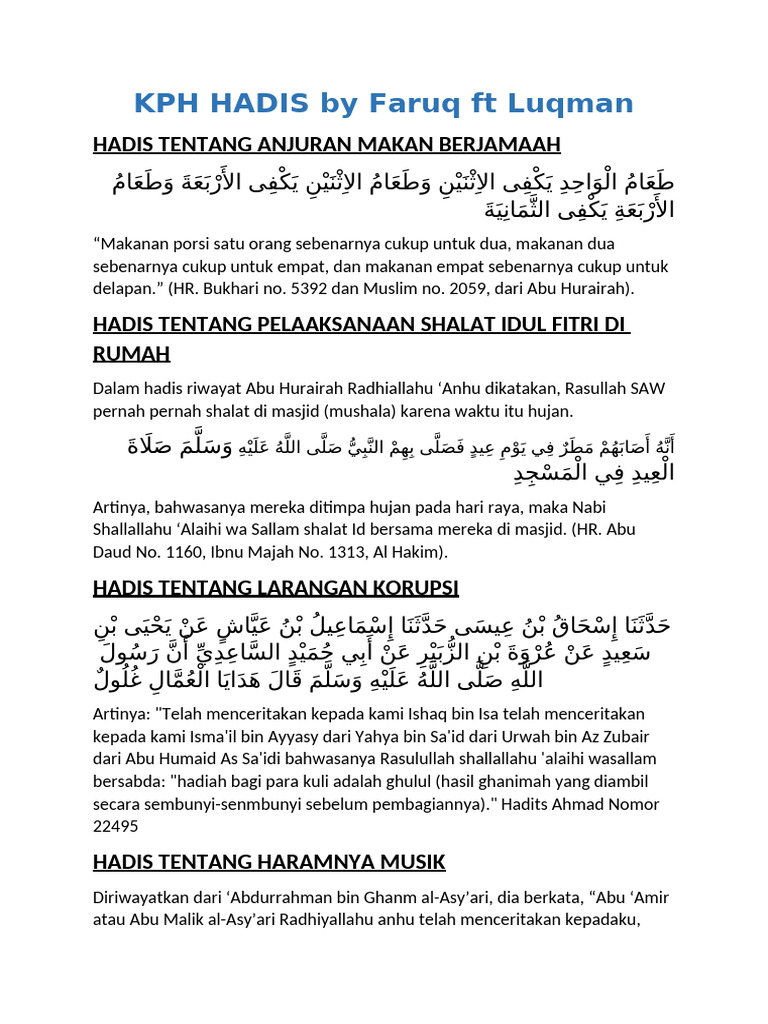 KPH Hadis | PDF