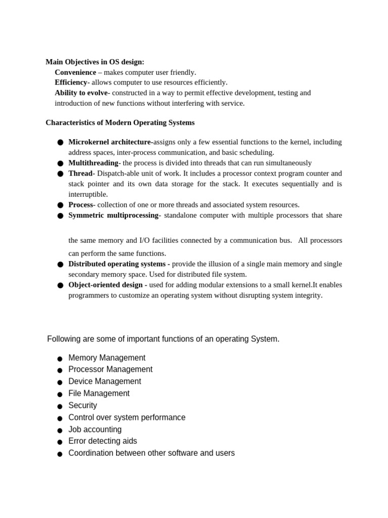 Main Functions and Characteristics of Operating Systems | PDF