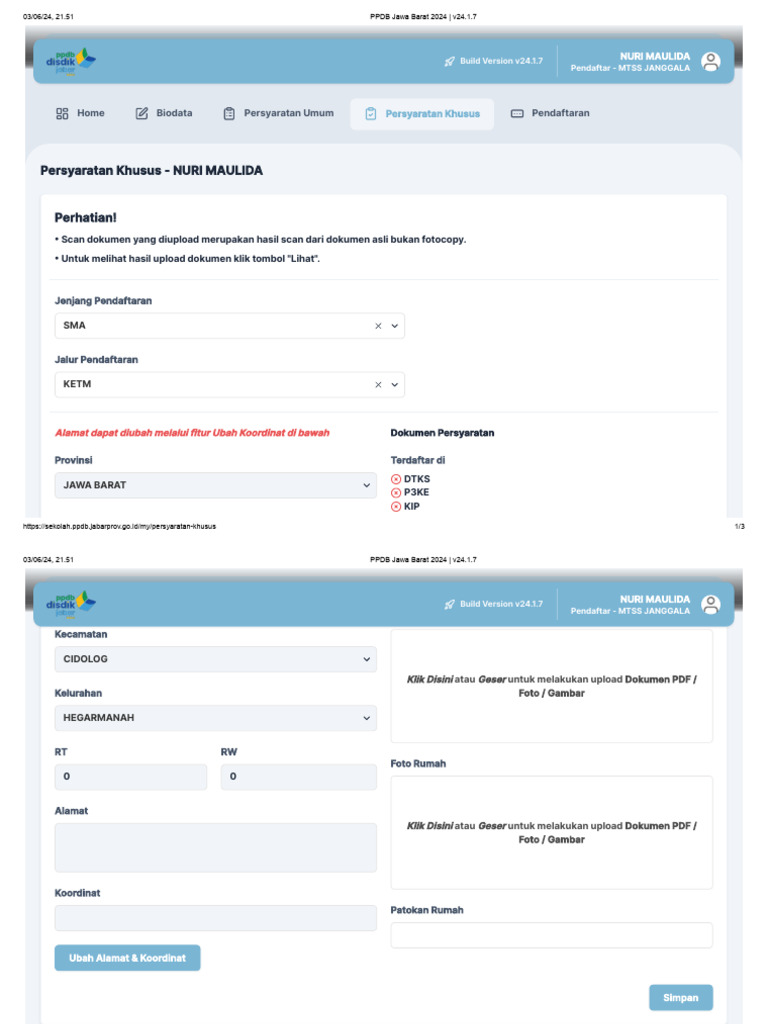 Form Pendaftaran - Persyaratan khusus KETM | PDF