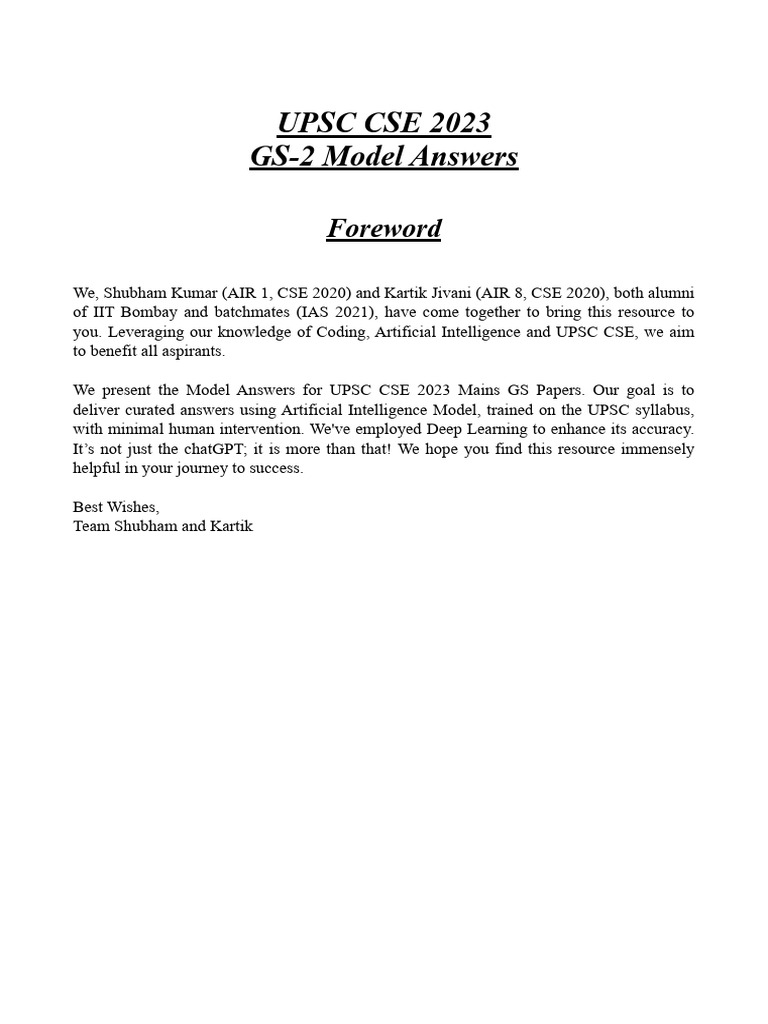 GS2-Model Answers-CSE 2023 | PDF