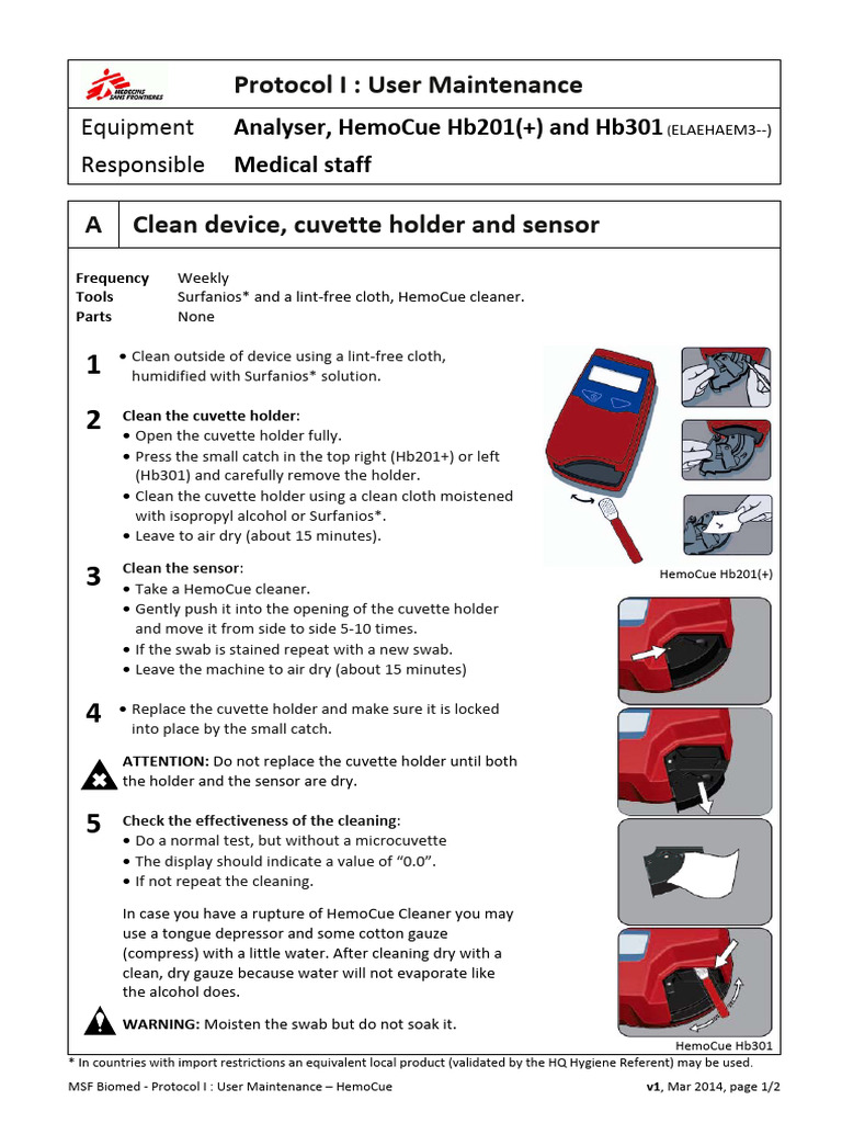 Protocol I User Maintenance - Hemocue - OCP | PDF