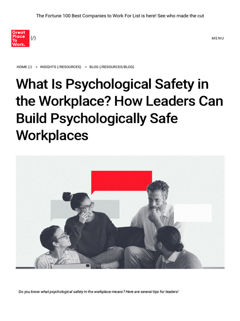 What Is Psychological Safety in The Workplace - How Leaders Can Build ...