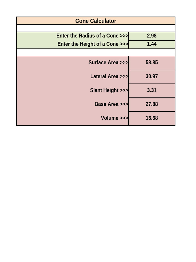 Calculate Cone | PDF