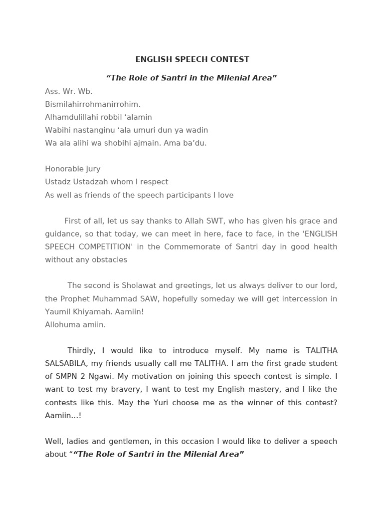 English Speech Contest | PDF