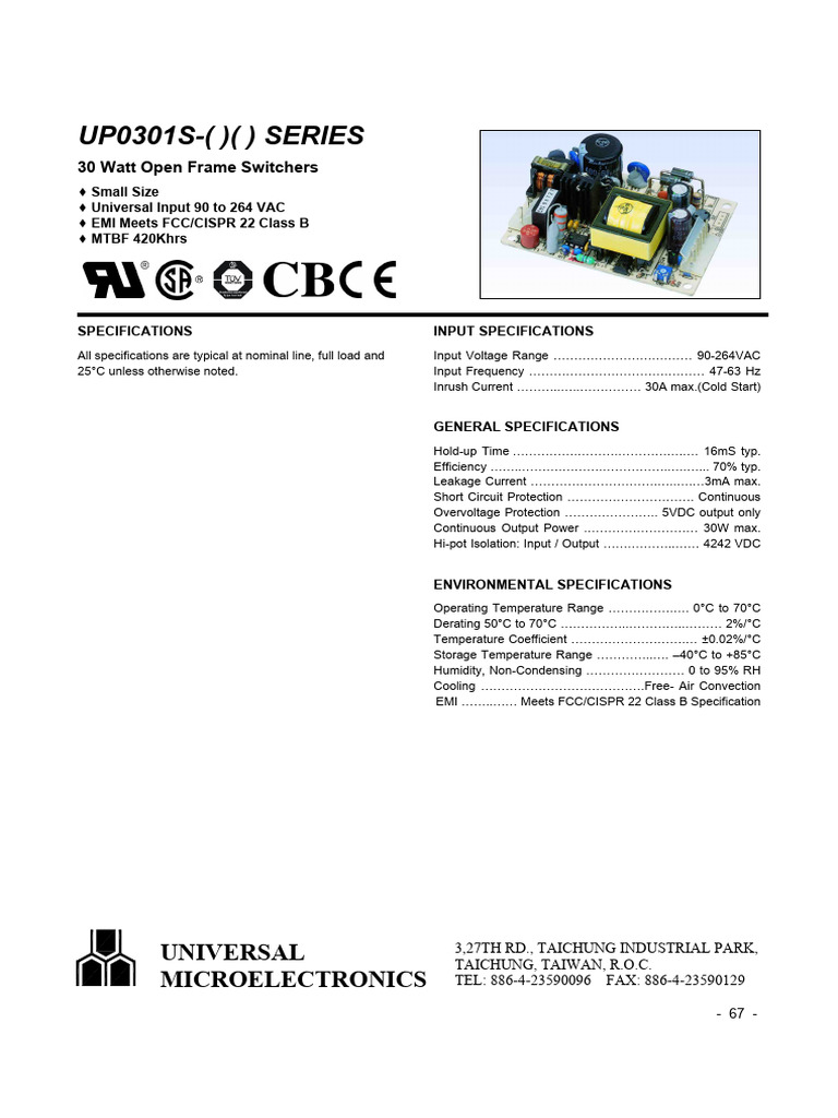 UMEC UP0301S 05 Datasheet | PDF | Power Supply | Technology & Engineering