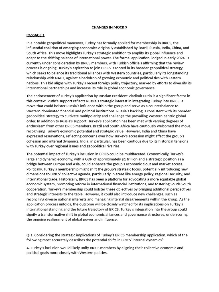 Changes in Mock 9 | PDF