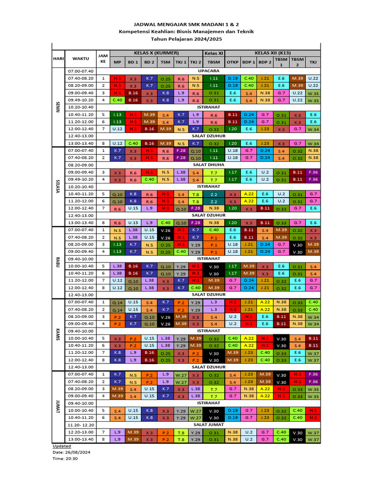 jadwal mengajar 2425 PKL | PDF