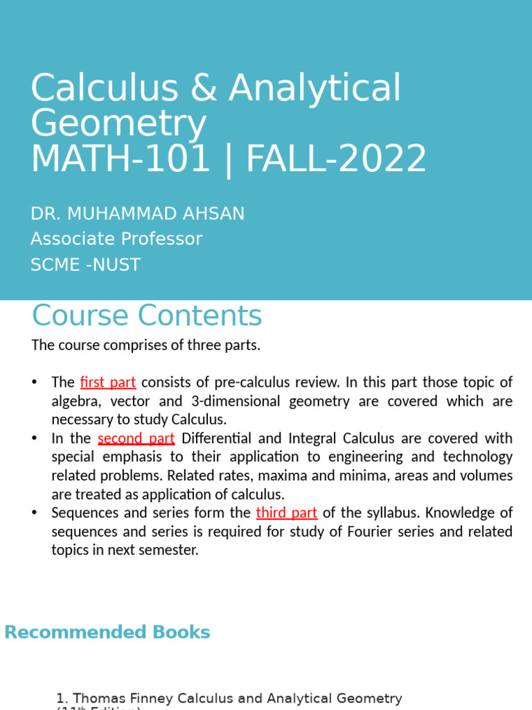 MATH 101 Calculus and Analytical Geometry | PDF
