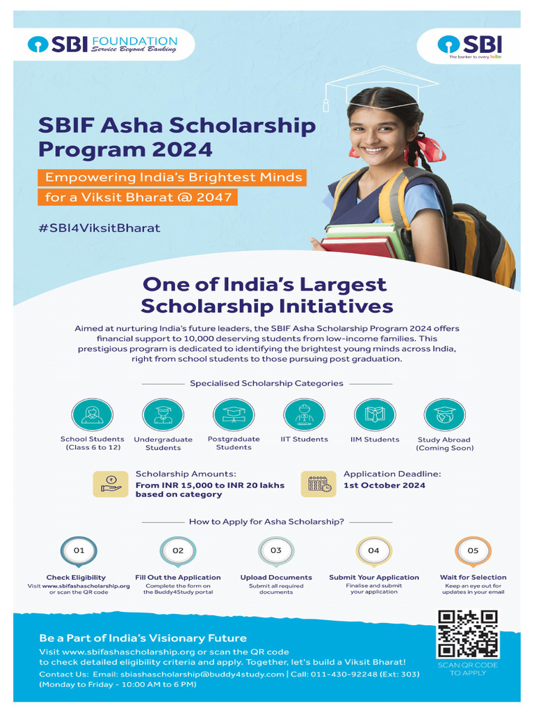 SBIF Asha Scholarship 2024 Poster | PDF