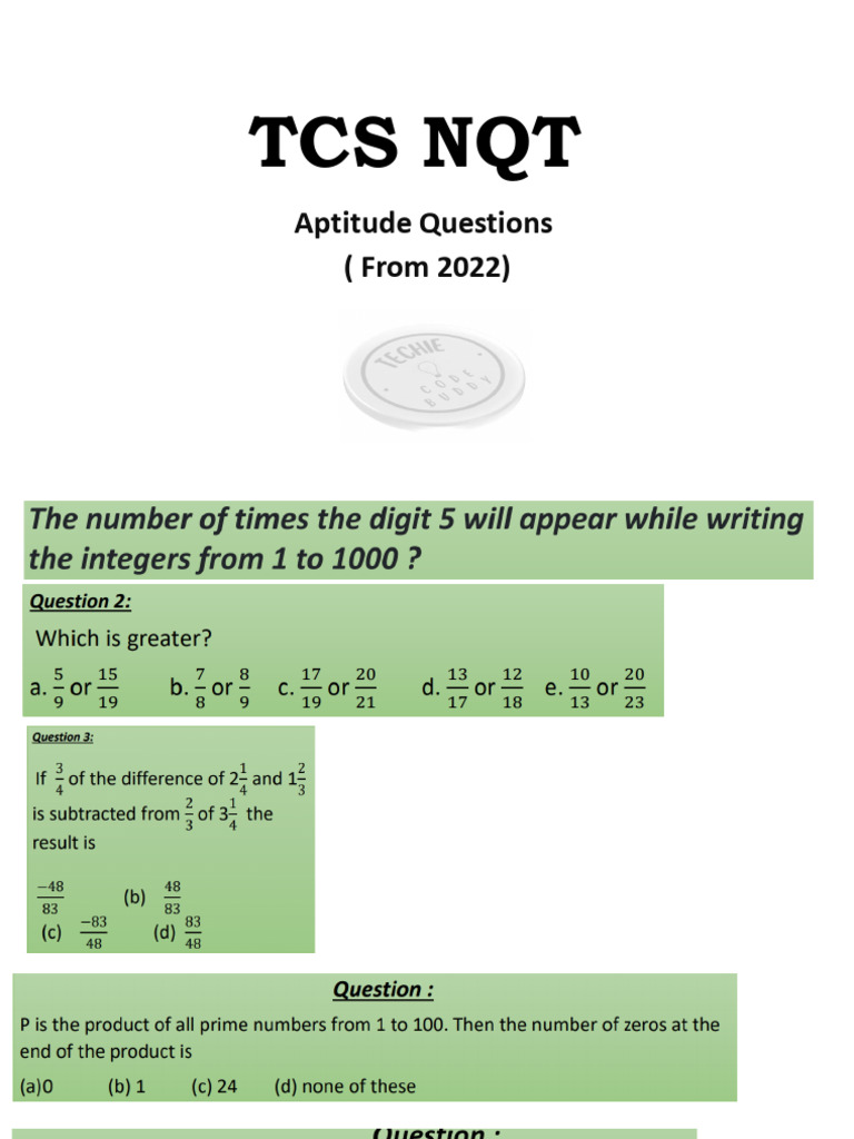 TCS Apti Questions 2022 | PDF